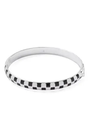 ALEX AND ANI Checker Hinge Bangle - Black