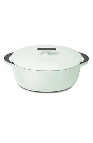 CARAWAY Enameled Cast Iron 8.5-quart Oval Dutch Oven With Lid - Light Mist