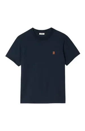 Sandro Leather Logo T-shirt - Navy Blue