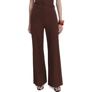 Mango Flowy Straight Leg Trousers - Chocolate