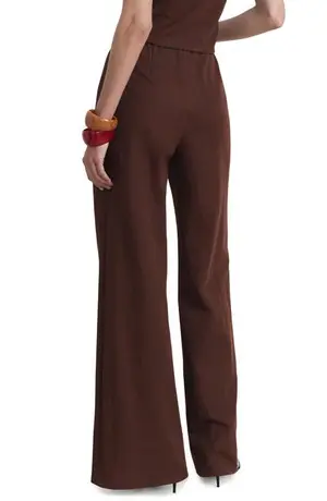 Mango Flowy Straight Leg Trousers - Chocolate