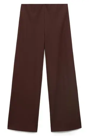 Mango Flowy Straight Leg Trousers - Chocolate