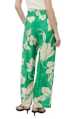 Mango Floral Wide Leg Trousers