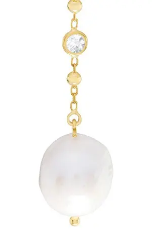 ATHRA LUXE Freshwater Pearl And Cubic Zirconia Drop Earrings