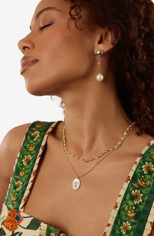 ATHRA LUXE Freshwater Pearl And Cubic Zirconia Drop Earrings