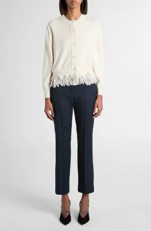 Alexander McQueen Cobweb Lace Shrunken Wool & Cashmere Cardigan