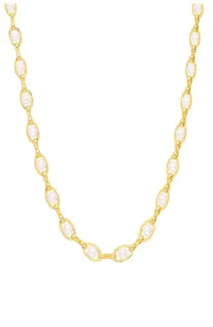 ATHRA LUXE Faux Pearl Chain Necklace - Gold