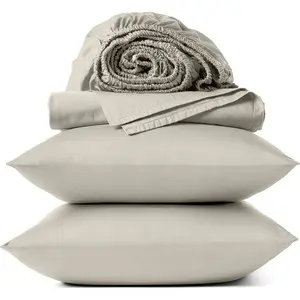 COYUCHI Cloud Soft 320 Thread Count Organic Cotton Sateen Sheet Set - Stone