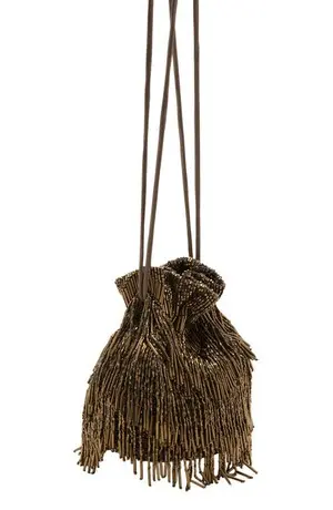Mango Beaded Drawstring Bucket Bag