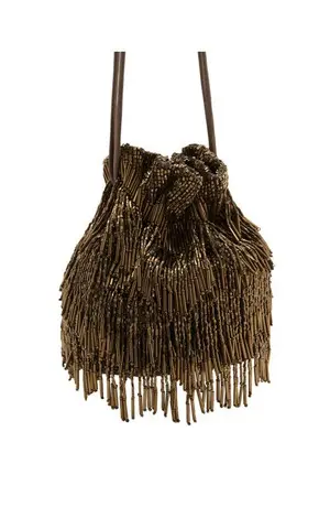 Mango Beaded Drawstring Bucket Bag