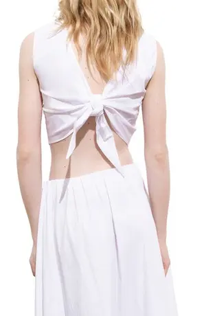Mango Tie-back Crop Tank - White