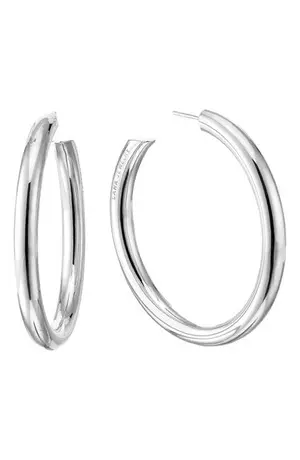 Lana Jewelry Edge Hollow Hoop Earrings - White Gold