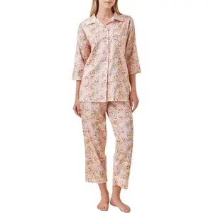 PAPINELLE Molly Cotton Sateen Crop Pajamas - Pink