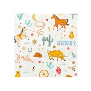 1077-CY-03 Yeehaw Large "cowboy" Napkins - Assorted Pre-pack