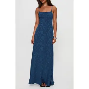 Princess Polly South Of France Floral Burnout Maxi Dress - Navy