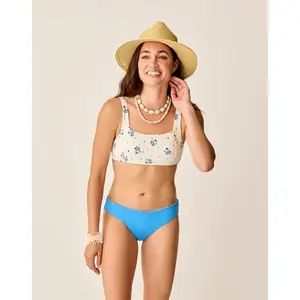 Carve Designs St. Barth Reversible Bikini Bottom Pearl Floret/lagoon