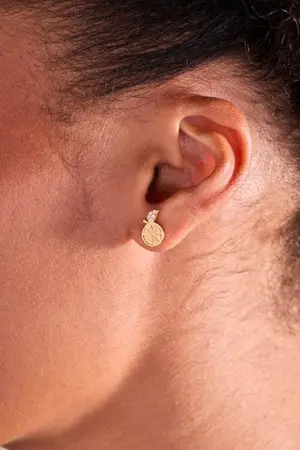 ALEX AND ANI Summer Fruits Orange Slice Stud Earrings