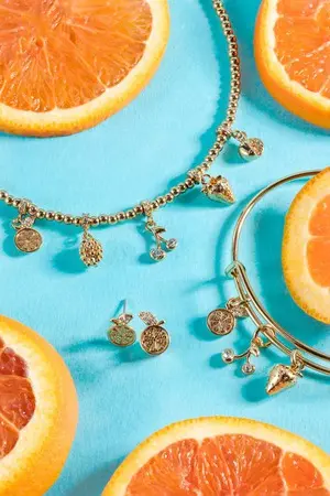 ALEX AND ANI Summer Fruits Orange Slice Stud Earrings