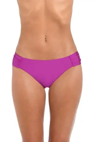 SUNSHINE 79 Solid Shirred Bikini Bottom Bright Violet