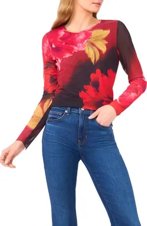 Ted Baker London Floral Mesh Top