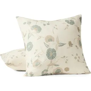 COYUCHI Aurora Floral Print Sham - Natural W/surf