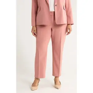 KASPER Flat Front Slim Pants - Tearose