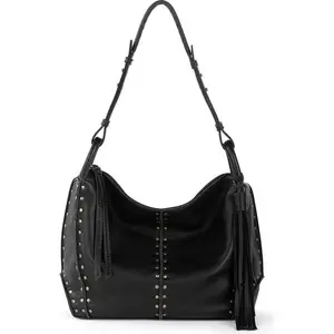 THE SAK Los Feliz Hobo Leather Bag Black Silver Stud