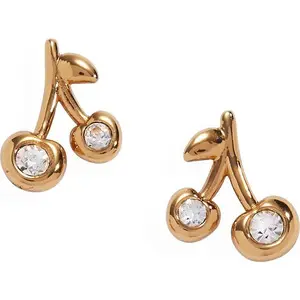 ALEX AND ANI Summer Fruits Cherry Stud Earrings - Gold
