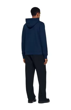Sandro Leather Patch Hooded Sweatshirt - Navy Blue