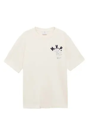 Mango Mvp Embroidered Graphic T-shirt - Ecru