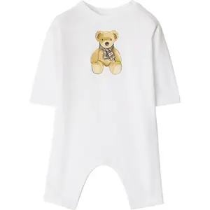 Burberry Thomas Bear Cotton Jumpsuit - White