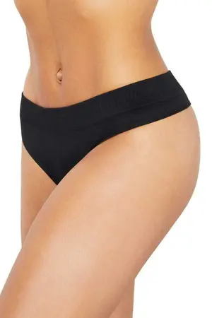 LDMA Low Hide Ribbed Thong - Black