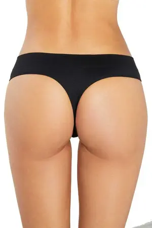 LDMA Low Hide Ribbed Thong - Black