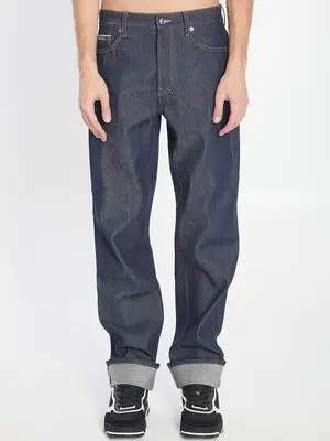 Gucci Denim Trousers With Embroidered Hem - Blue
