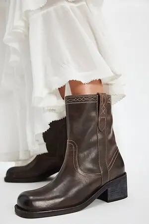 Free People Bonnie Ankle Boots - Black Distressed