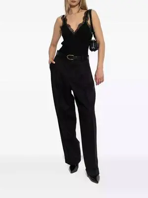 Blumarine Lace-trimmed Ribbed Top