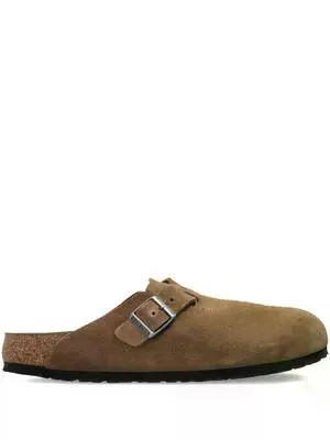 BIRKENSTOCK Boston Buckle Suede Mules - Brown