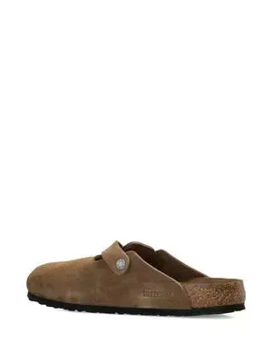 BIRKENSTOCK Boston Buckle Suede Mules - Brown
