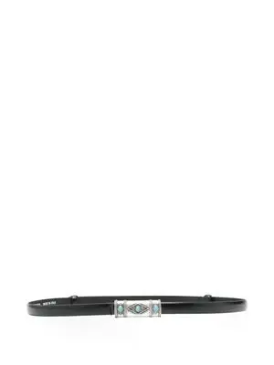 Ba&sh Turquoise-embellished Leather Belt - Black