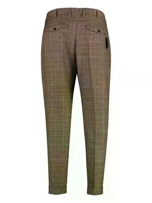 PT TORINO Checked Pleated Trousers - Brown