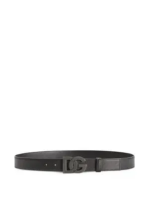 Dolce & Gabbana Logo-embellished Leather Belt - Black