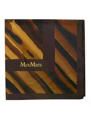 Max Mara Striped-pattern Silk Scarf - Brown