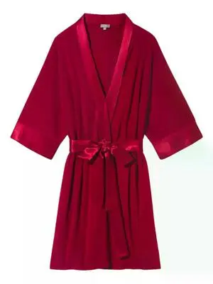 PJ HARLOW DREAMWEAR Satin-trimmed Robe - Red