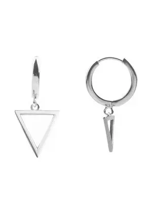 ALL THE LUCK IN THE WORLD Triangle Charm Hoop Earring - Silver