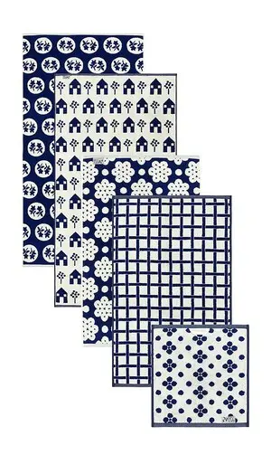 DUSEN DUSEN Navy Pattern Towels Bundle Of 5 In Navy