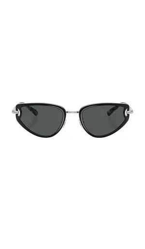 Tory Burch Oval Sunglasses - Black & Silver