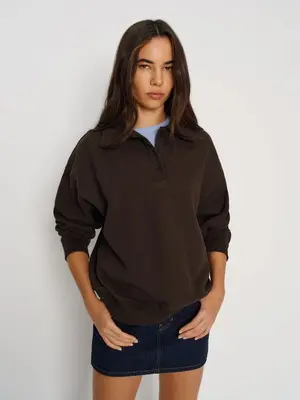 REFORMATION Nico Classic Polo Sweatshirt - Brown
