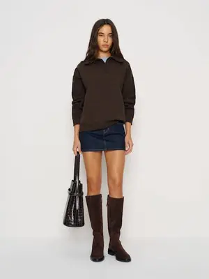 REFORMATION Nico Classic Polo Sweatshirt - Brown