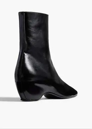 Khaite Sybil Ankle Boot In Glazed Leather - Black