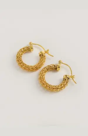 FREYA ROSE Woven Mini Hoop Earrings